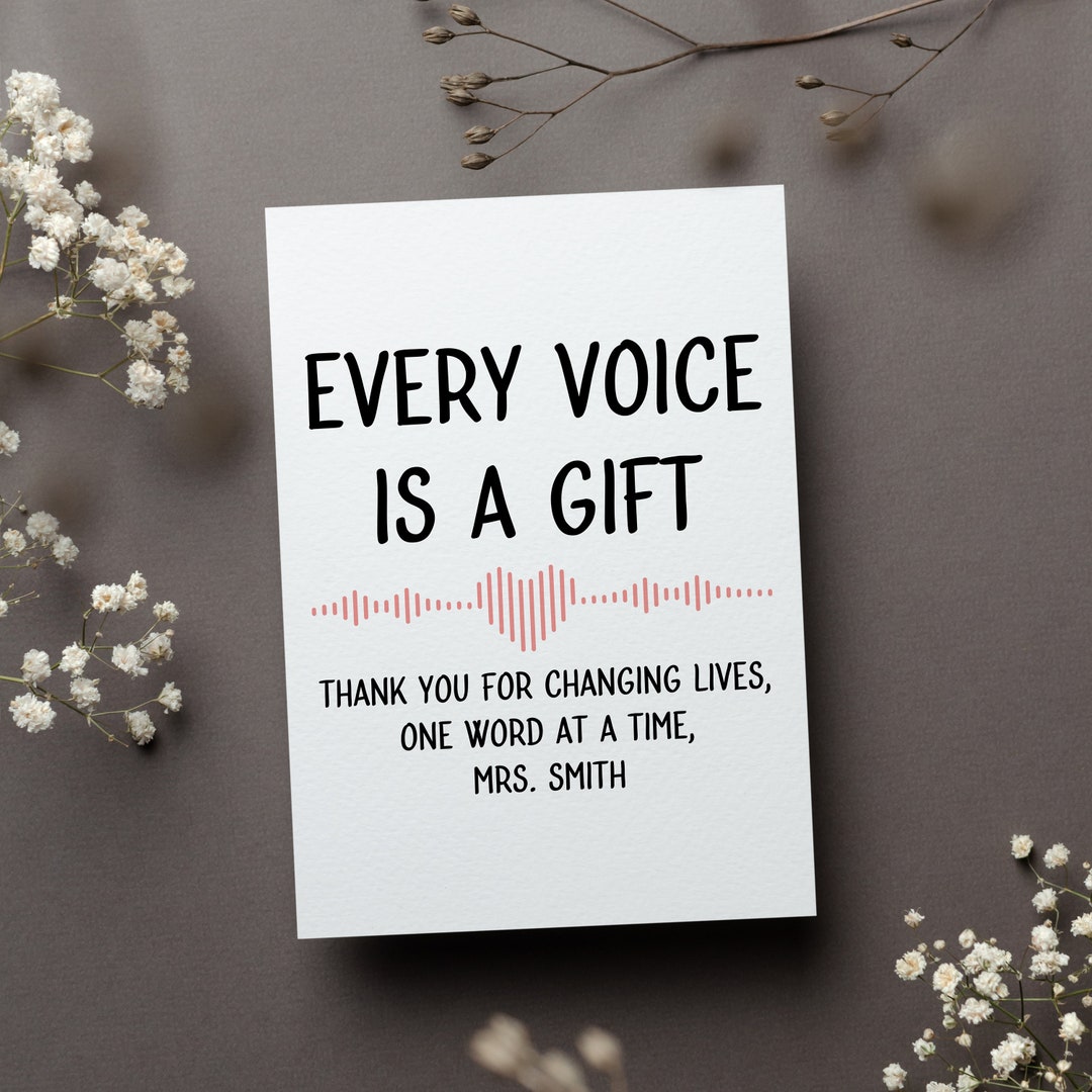 Personalized Slp Thank You Card, Custom Speech Language Pathologist ...