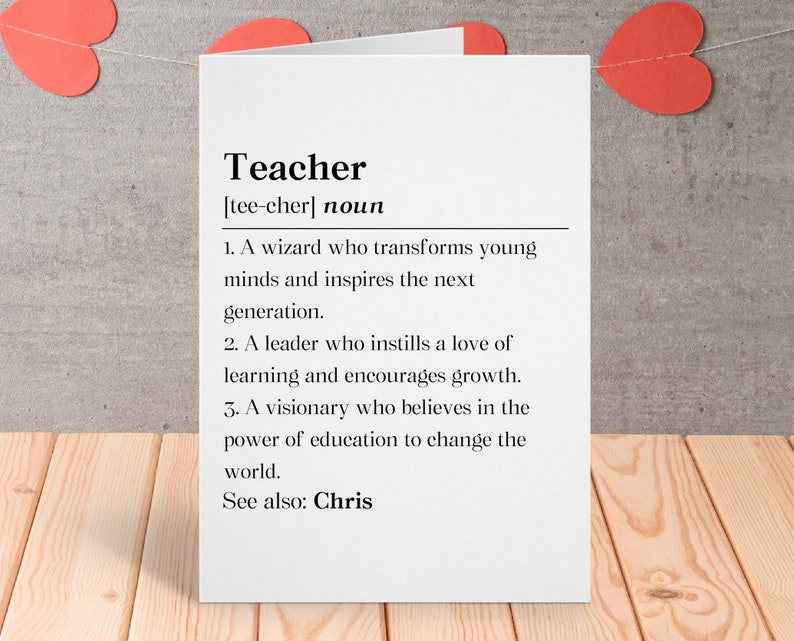 Personalized Teacher Birthday Card, Custom Teacher Graduation Gift ...