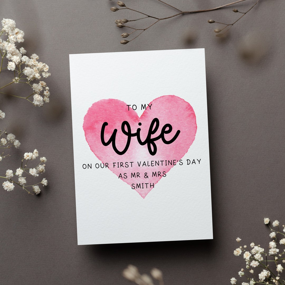 Personalized First Valentines Day as Mr & Mrs Card, Wife Valentine's ...