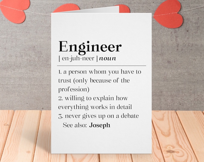 Personalized Engineer Card, Funny Engineer Card, Mechanical Engineer ...
