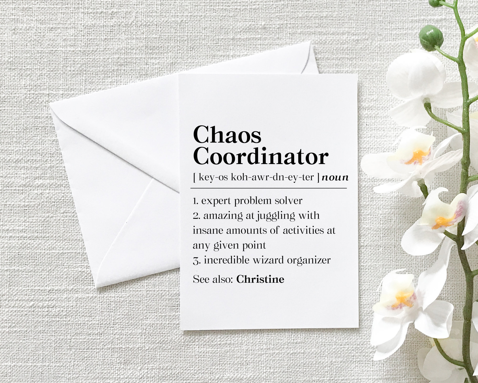 Personalized Chaos Coordinator Definition Card Chaos - Etsy