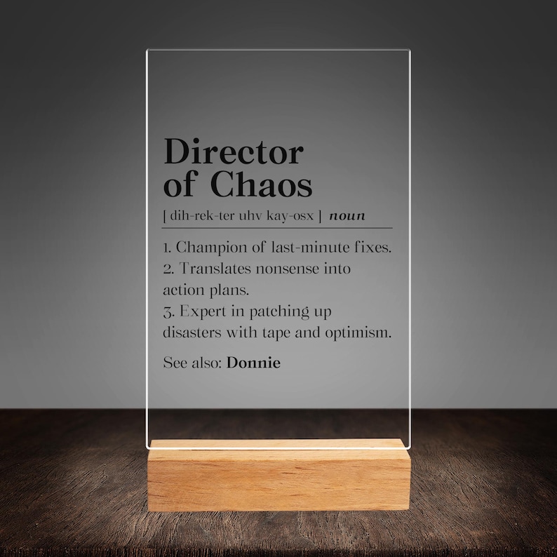 Personalized Director of Chaos Acrylic Plaque, Funny Boss Employee Gift ...