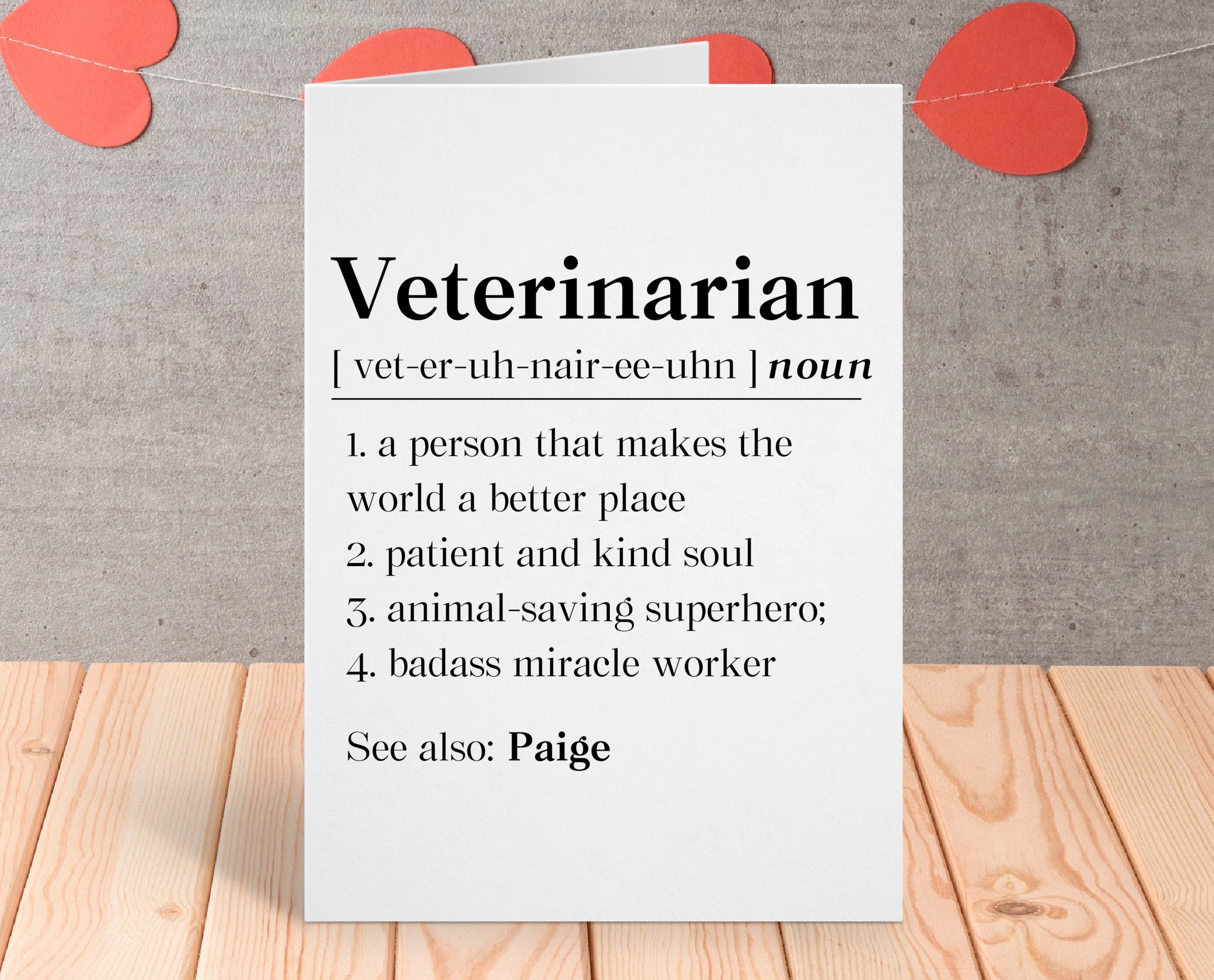 Personalized Veterinarian Definition Card, Vet Thank You Card ...