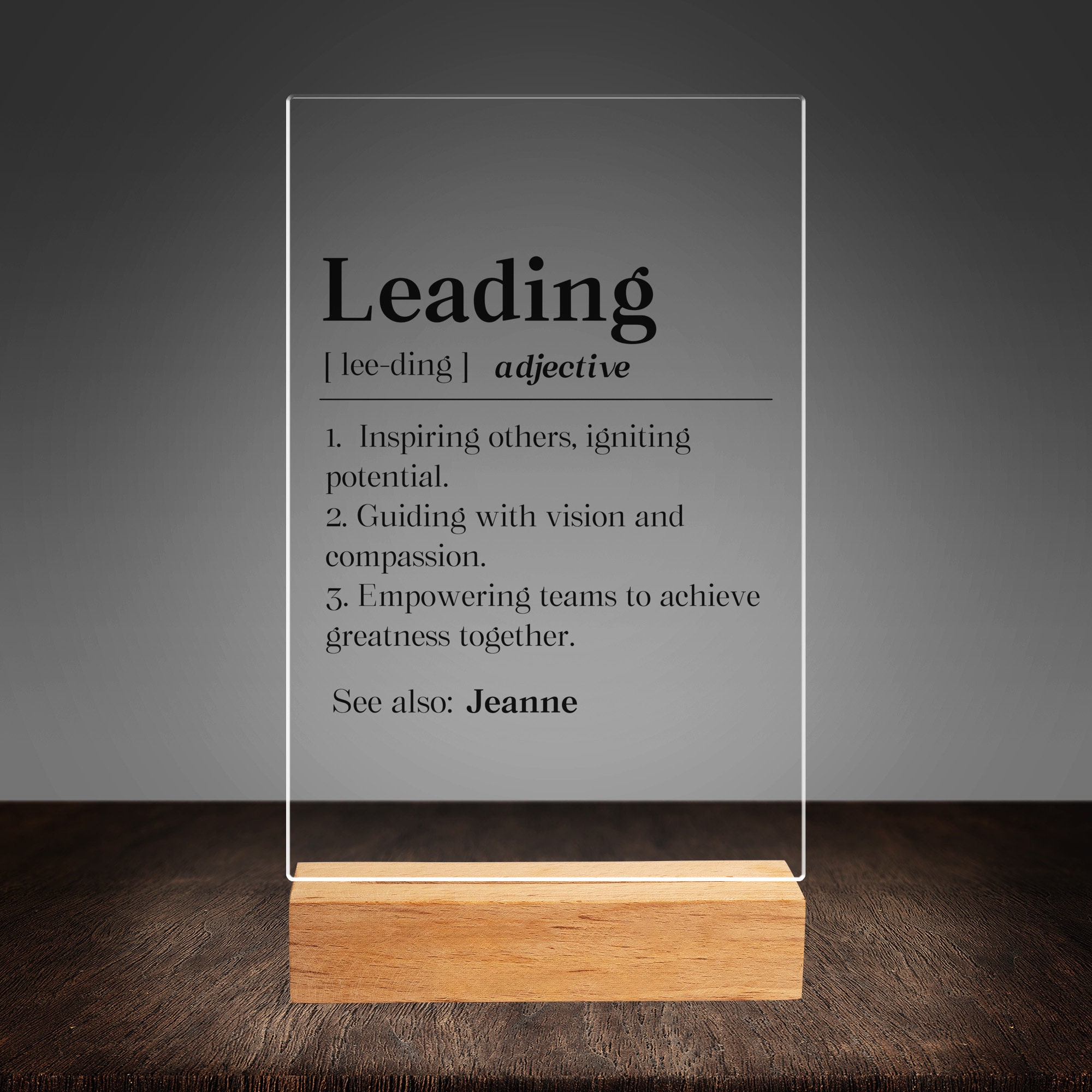 Personalized Leader Acrylic Plaque, Custom Leadership Gift, Team ...
