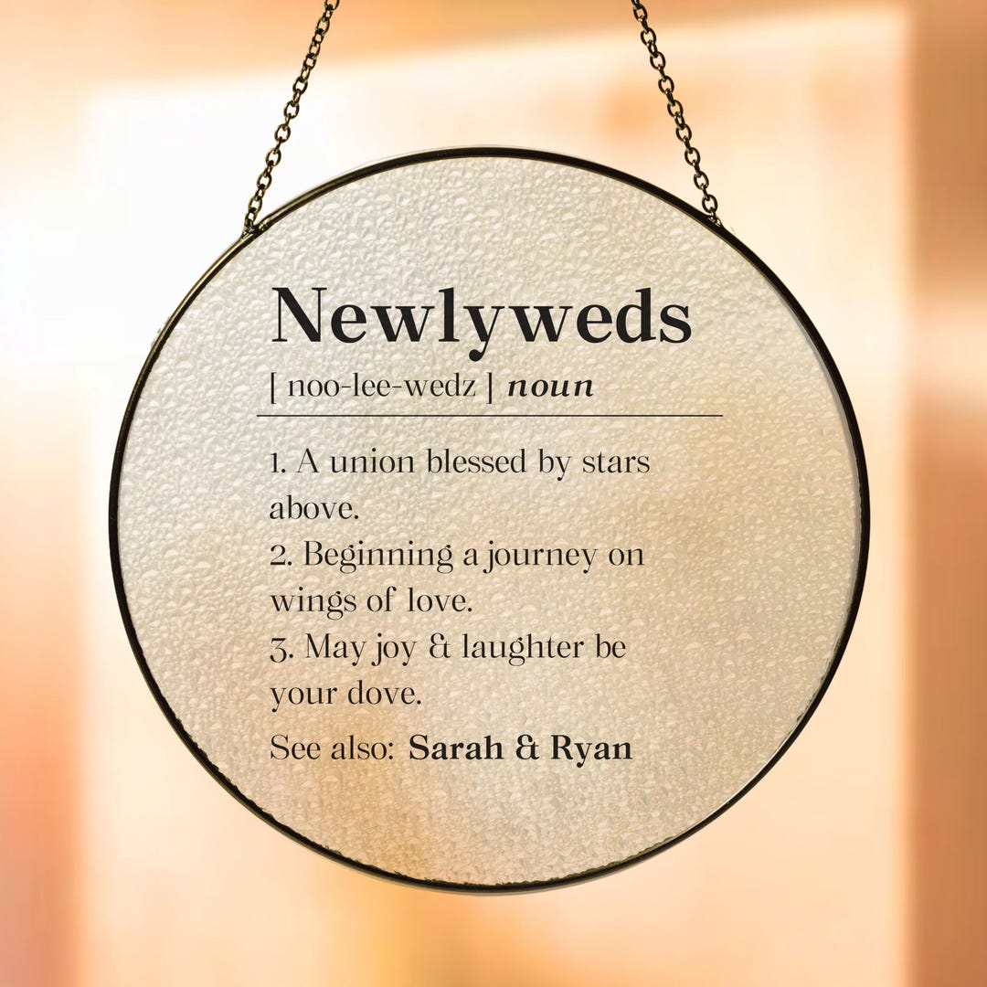 Personalized Newlyweds Suncatcher Stained Glass, Newlywed Gift for ...