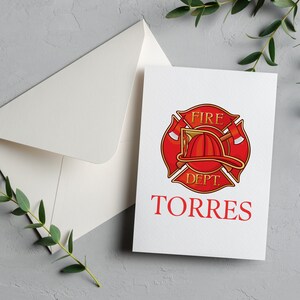 Personalized Firefighter Card, Fire Department Gift, Fireman Employee ...