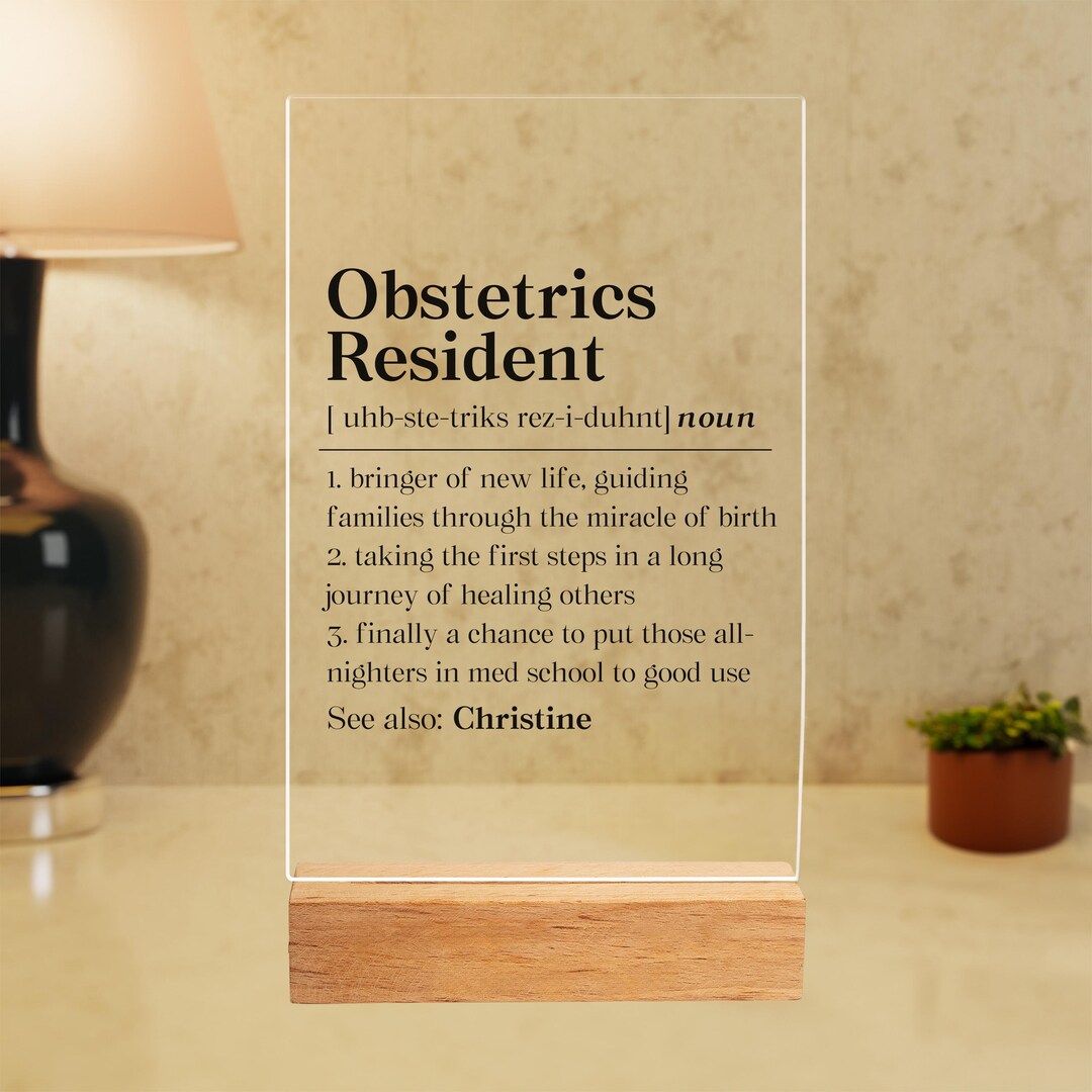 Personalized Obstetrics Resident Acrylic Plaque, Obgyn Definition Gift ...