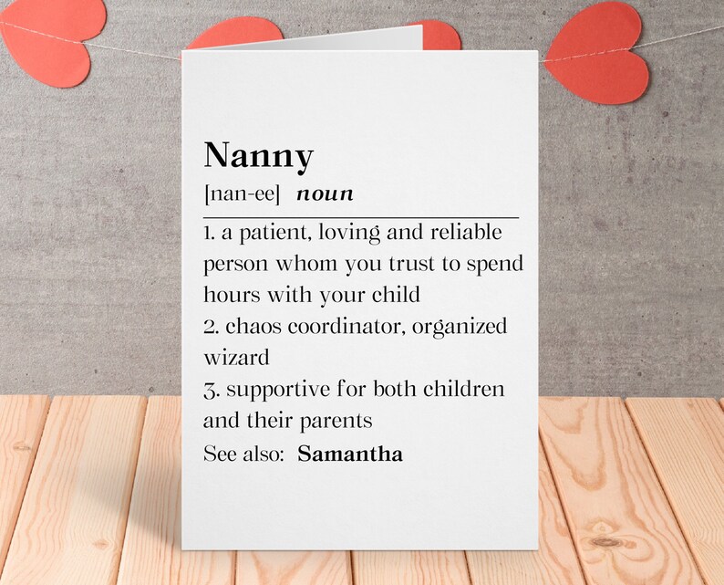 Personalized Nanny Thank You Card Custom Nanny Birthday Gift - Etsy