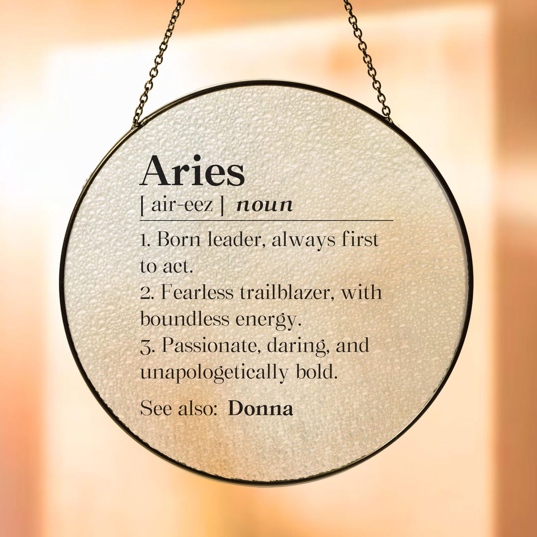 Personalized Zodiac Aries Definition Suncatcher Stained Glass, Aries ...