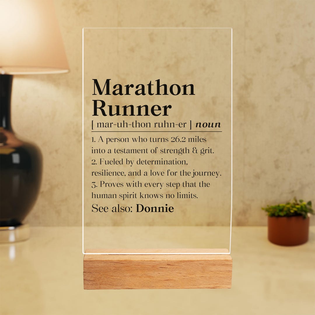 Marathon Runner Acrylic Plaque, Personalized Running Gift, Marathon ...