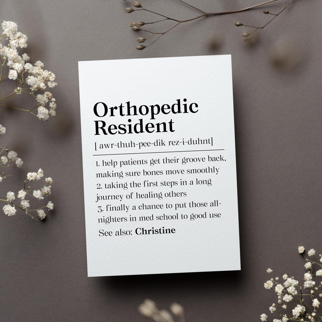 Personalized Orthopedic Resident Card, Ortho Dr Definition Gift ...