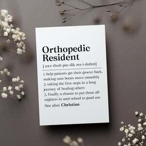 Personalized Orthopedic Resident Card, Ortho Dr Definition Gift ...