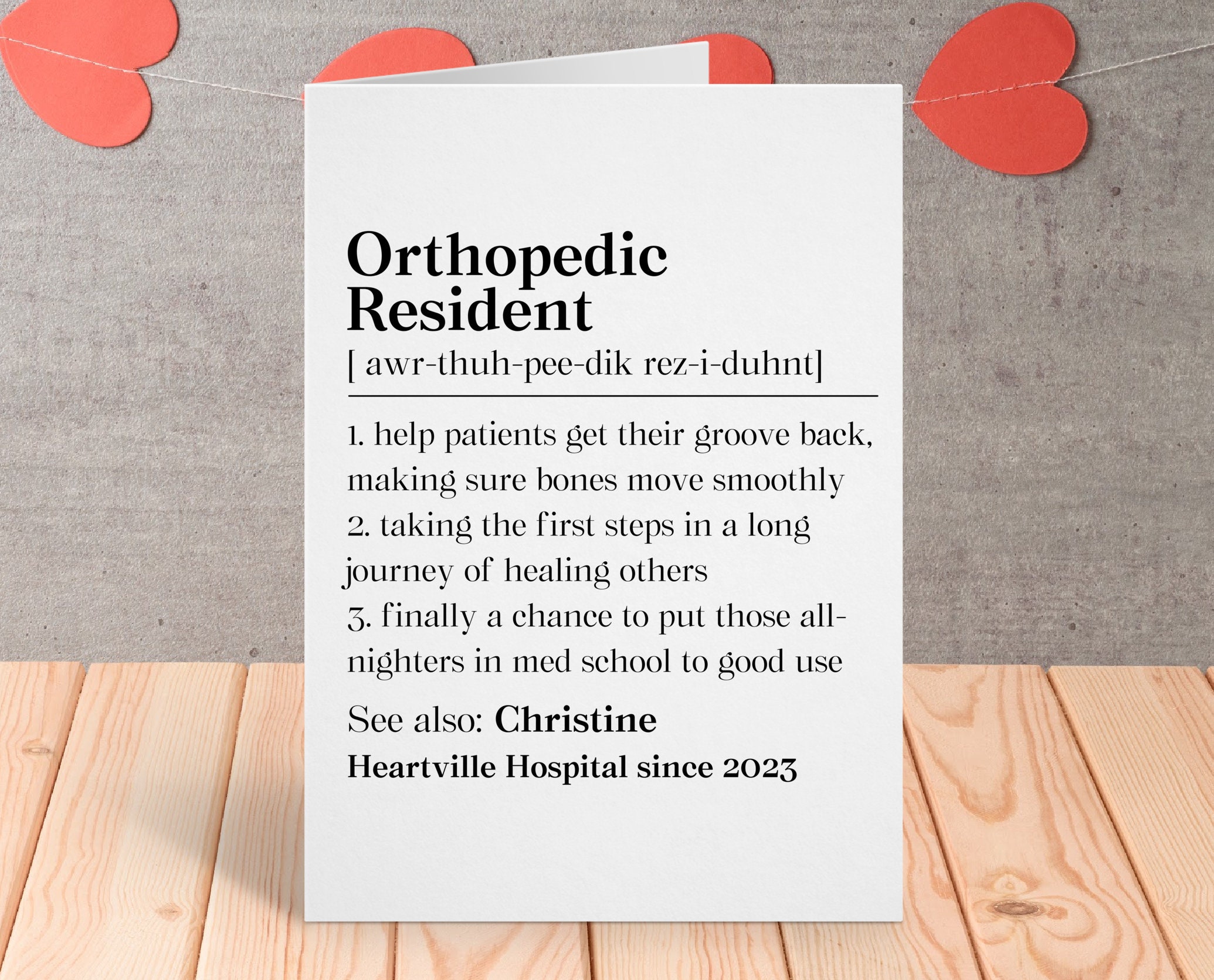 Custom Orthopedic Resident Card, Personalized Orthopaedics Match Day ...