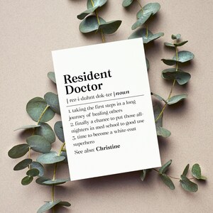 Custom Resident Doctor Definition Card, Medical School Grad Gift, Med ...