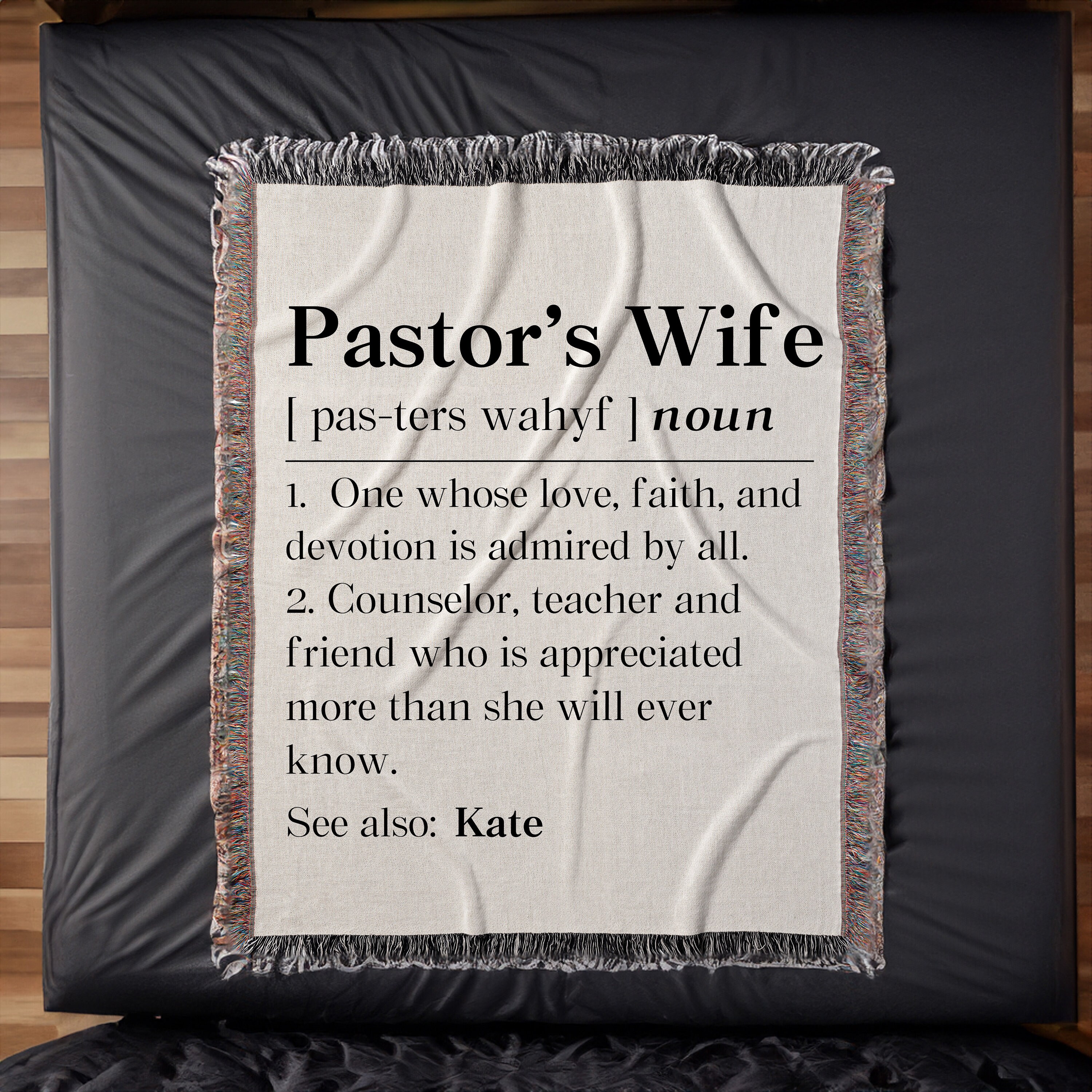 Personalized Pastor's Wife Thank You Woven Blanket, Custom Church ...