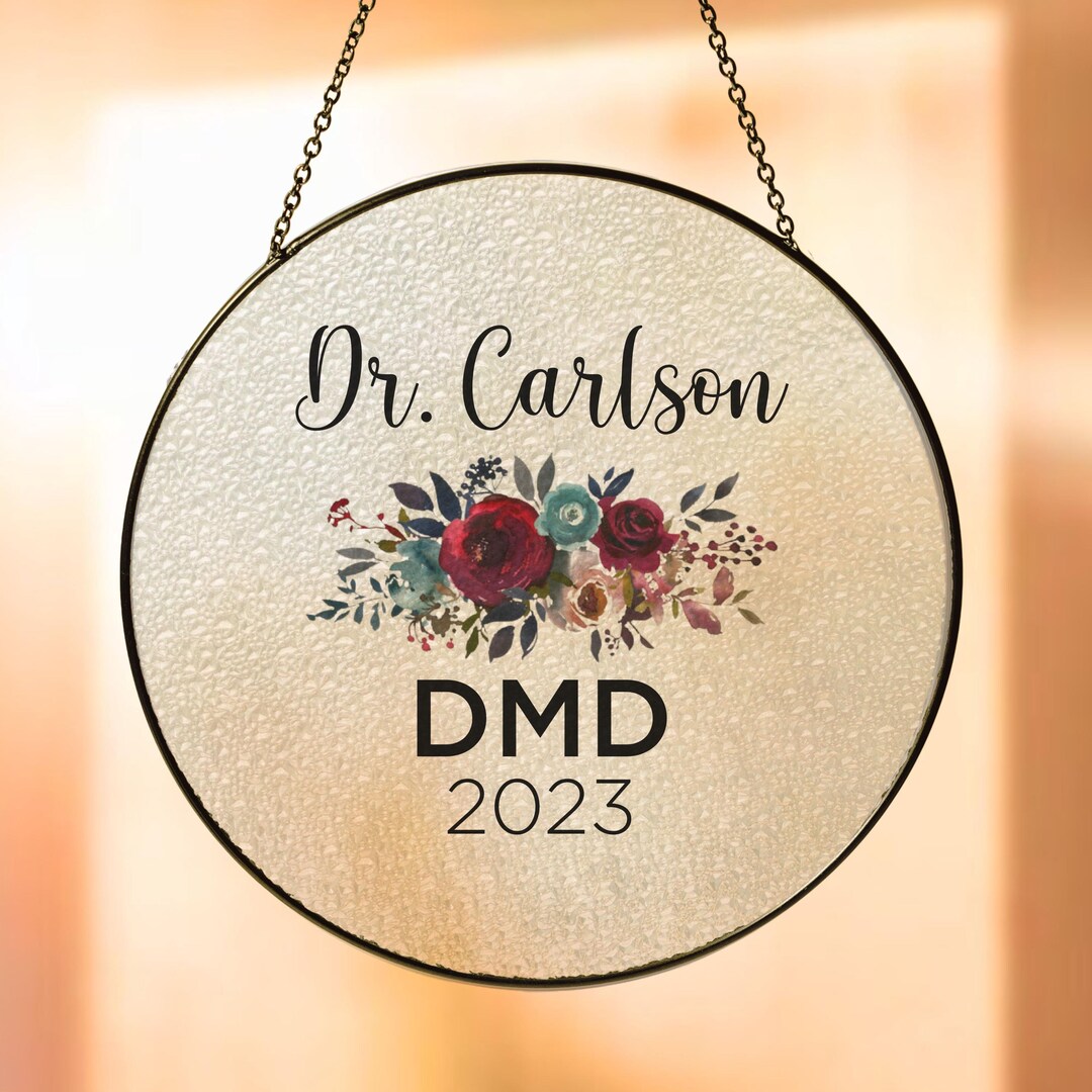 Personalized Dmd Graduation for Her Suncatcher Stained Glass, Dmd Graduate Women Sun Catcher ...