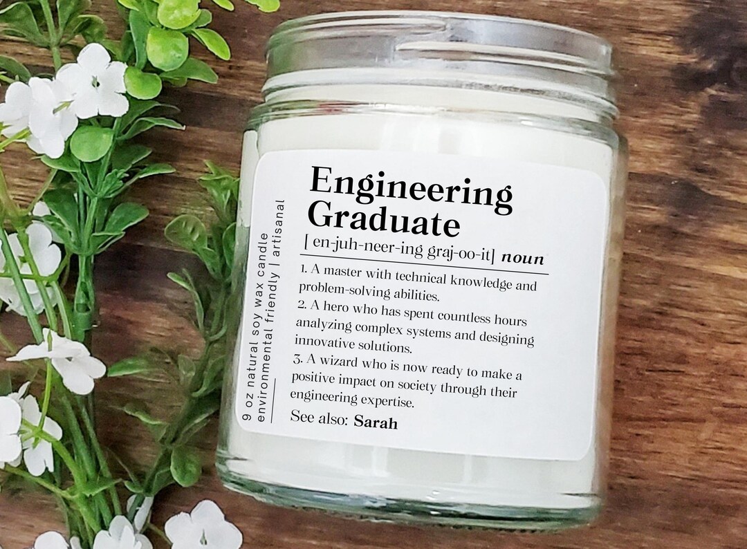 Personalized Engineer Graduation Candle, Custom Engineering Graduate Gift, Engineering Grad ...