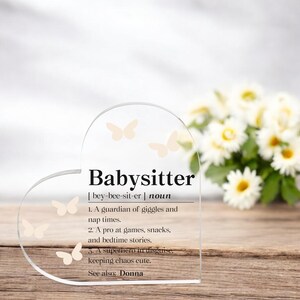 Personalized Babysitter Definition Heart Acrylic Plaque, Babysitting ...