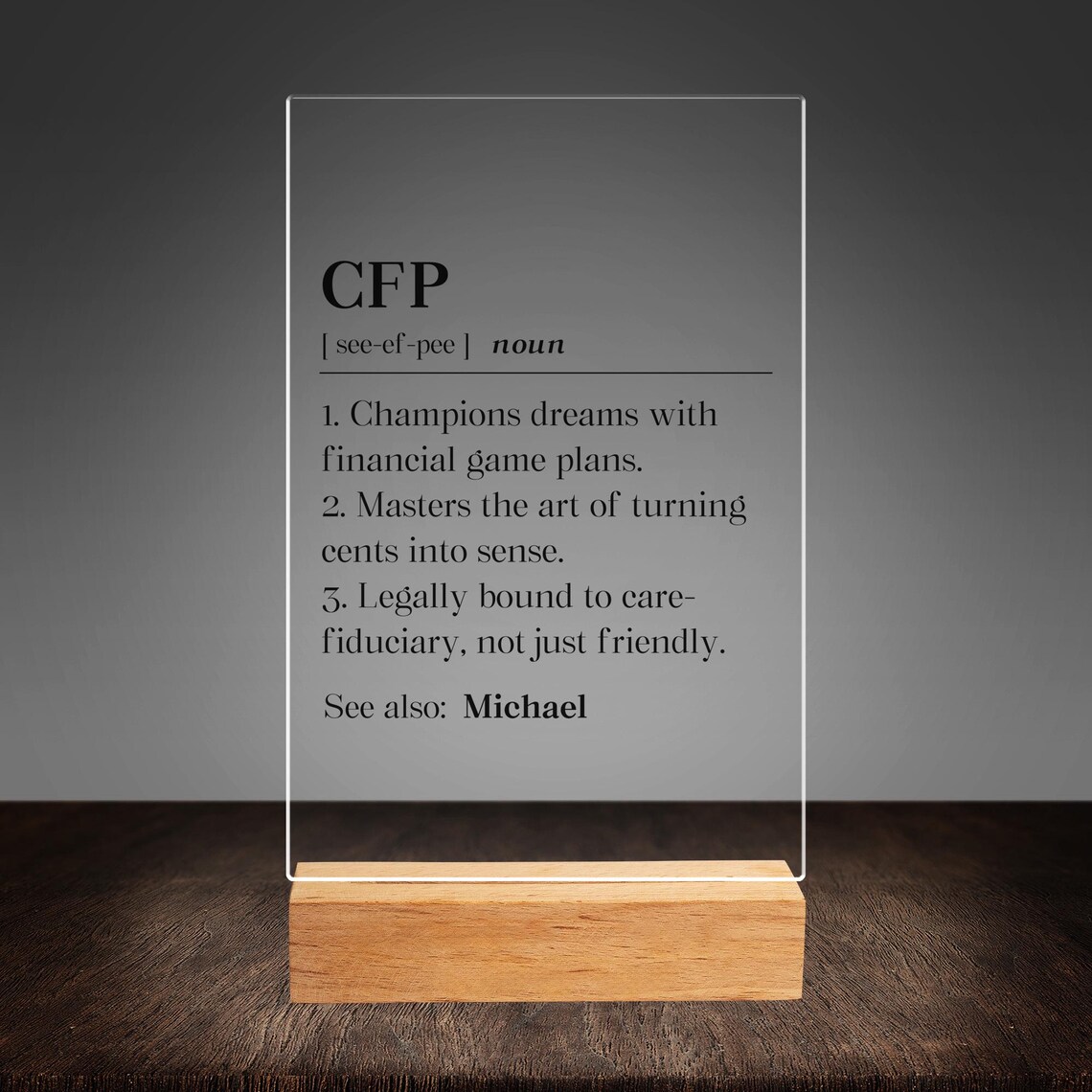 Personalized Certified Financial Planner Definition Acrylic Plaque ...