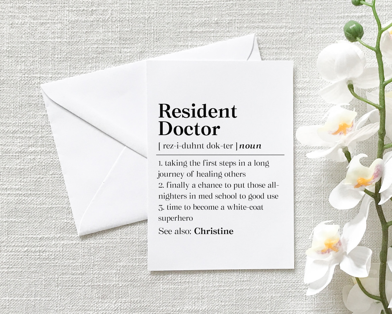 Custom Resident Doctor Definition Card, Medical School Grad Gift, Med ...