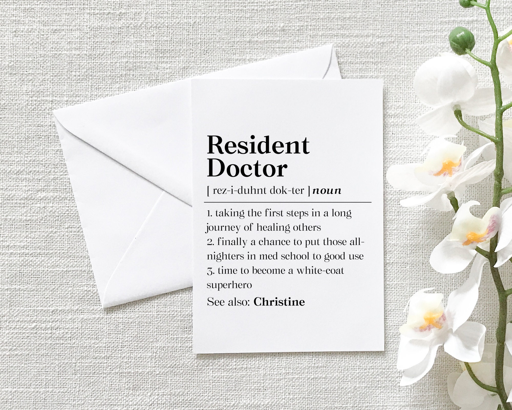 Custom Resident Doctor Definition Card Medical School Grad - Etsy