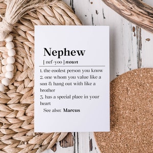 Personalized for Nephew Card, Nephew Definition Card, Best Nephew Gift ...