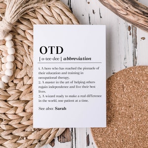 Personalized Otd Graduation Card, Custom Doctor of Occupational Therapy ...