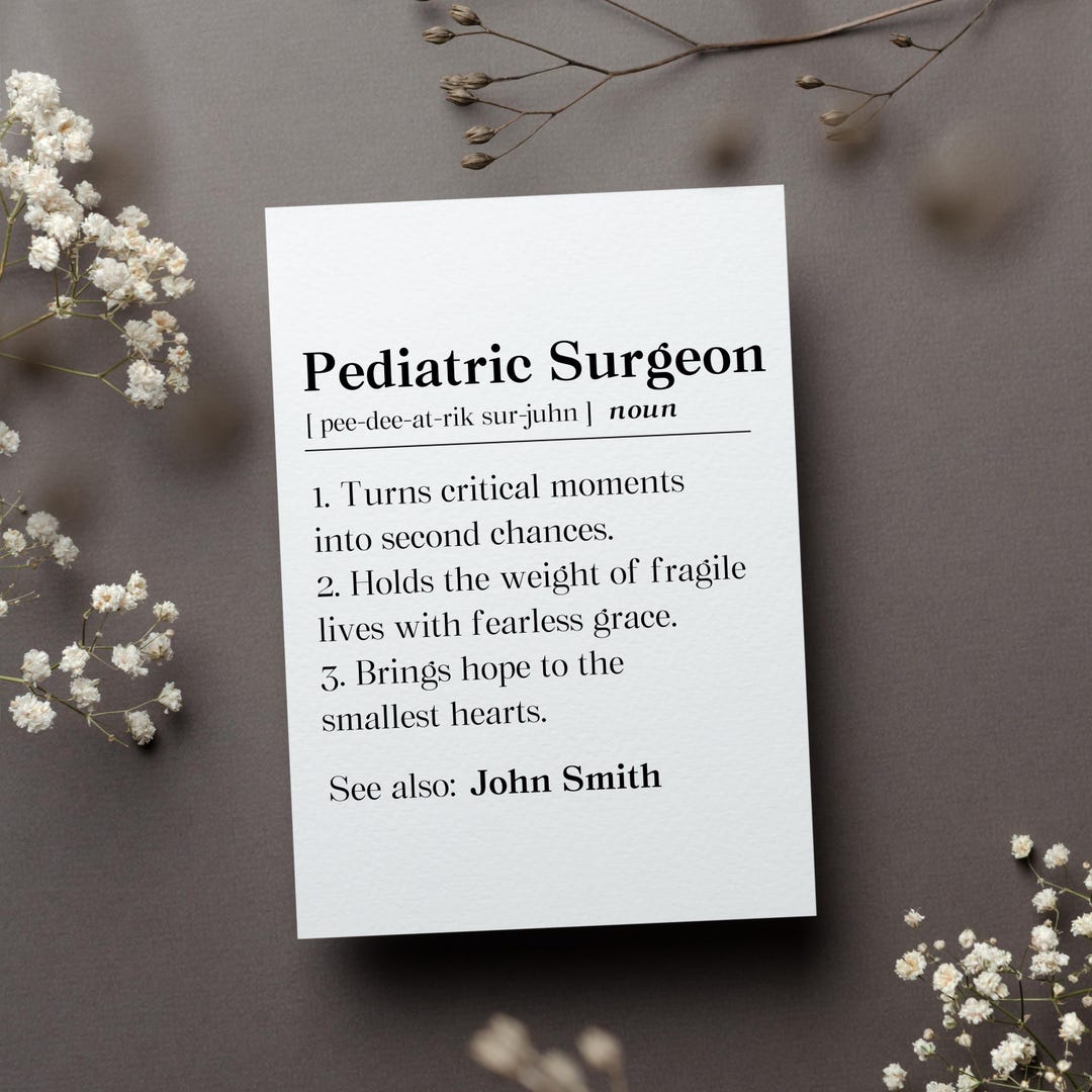 Personalized Pediatric Surgeon Card, Surgeon Female Gift, Custom ...