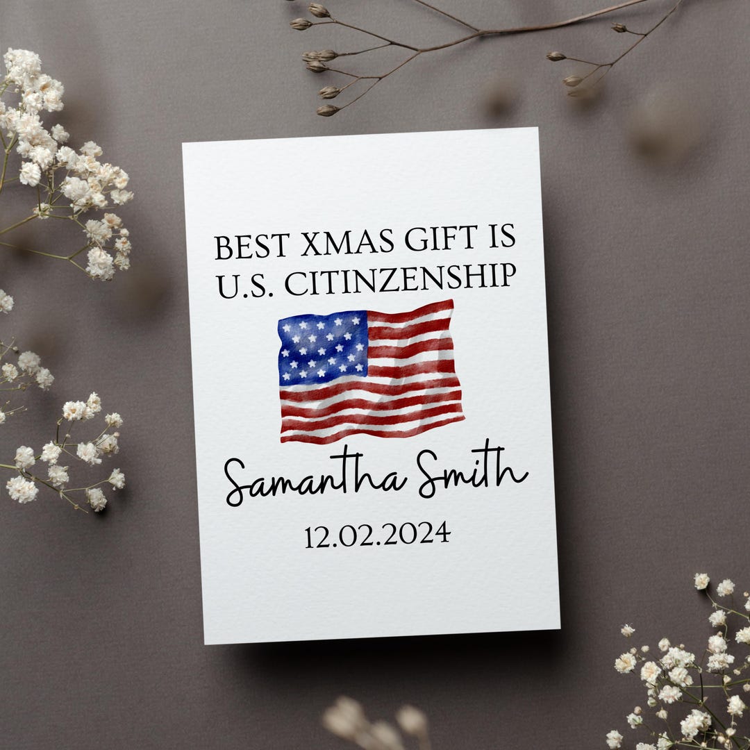 Personalized Us Citizenship Card, First Christmas as Us Citizen Gift ...