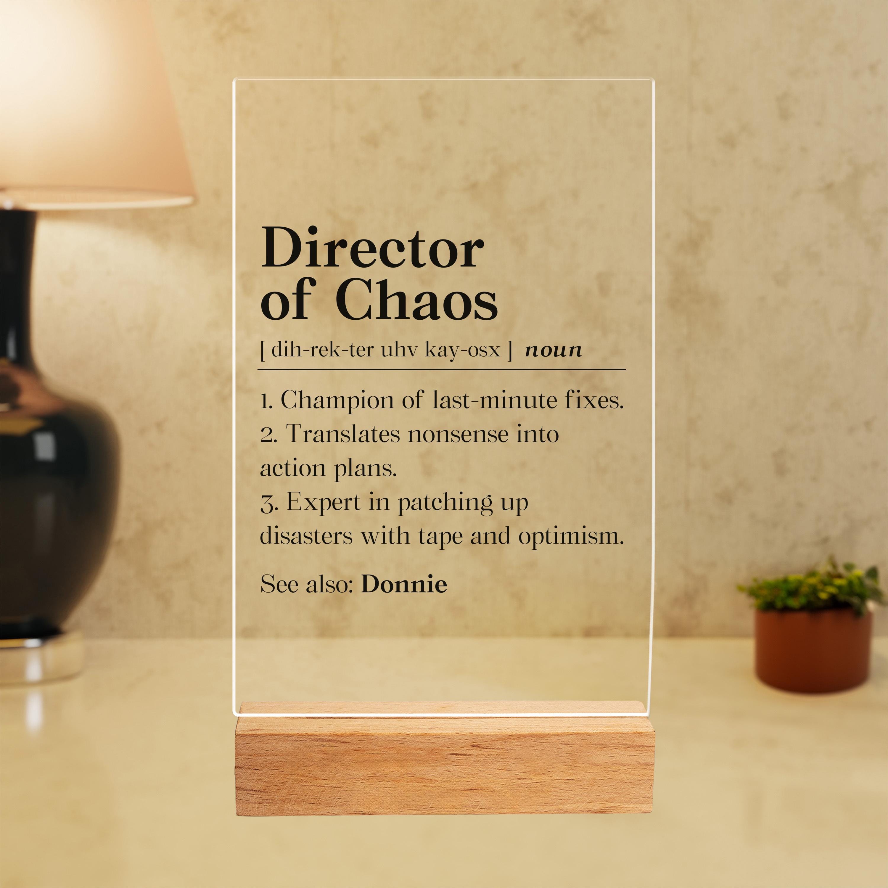 Personalized Director of Chaos Acrylic Plaque, Funny Boss Employee Gift ...