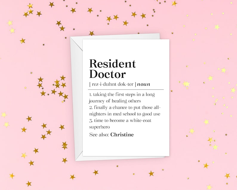 Custom Resident Doctor Definition Card, Medical School Grad Gift, Med ...