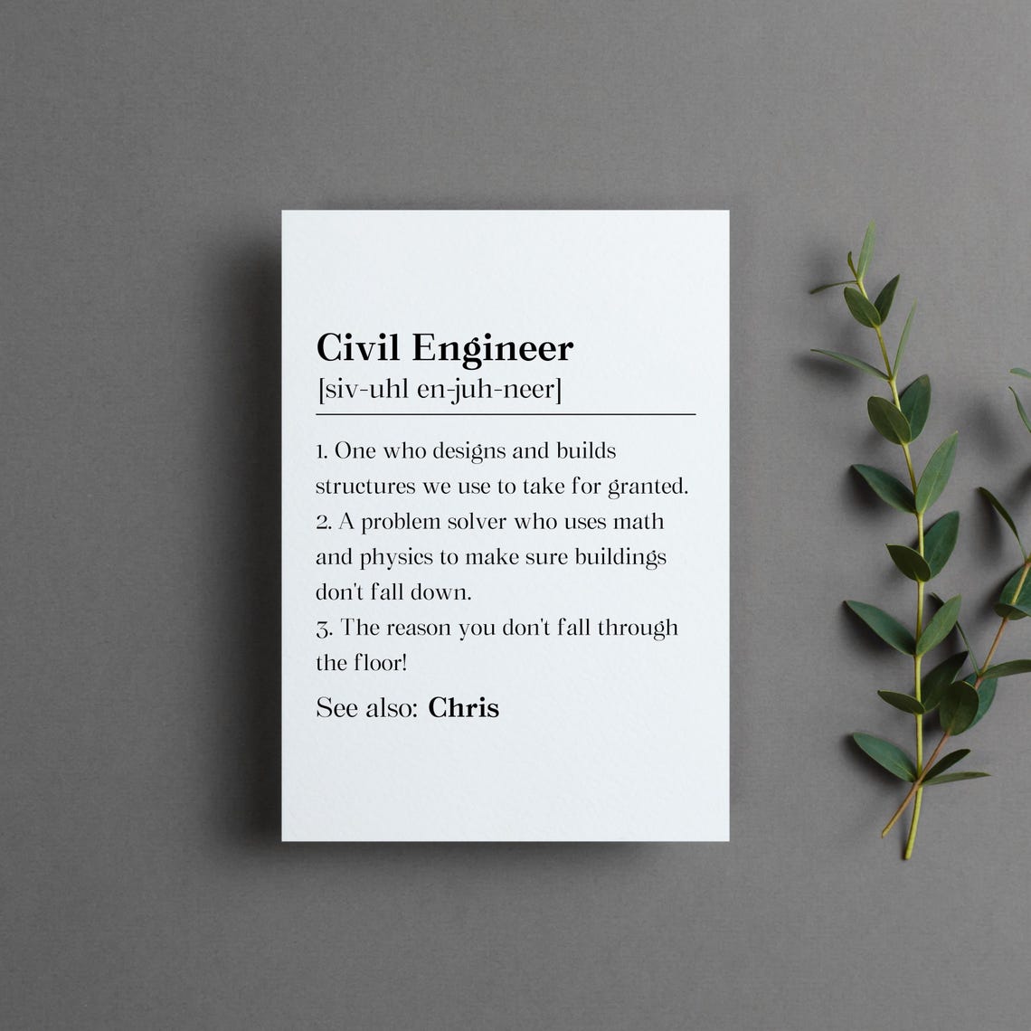 Personalized Civil Engineer Birthday Card, Custom Civil Engineering ...