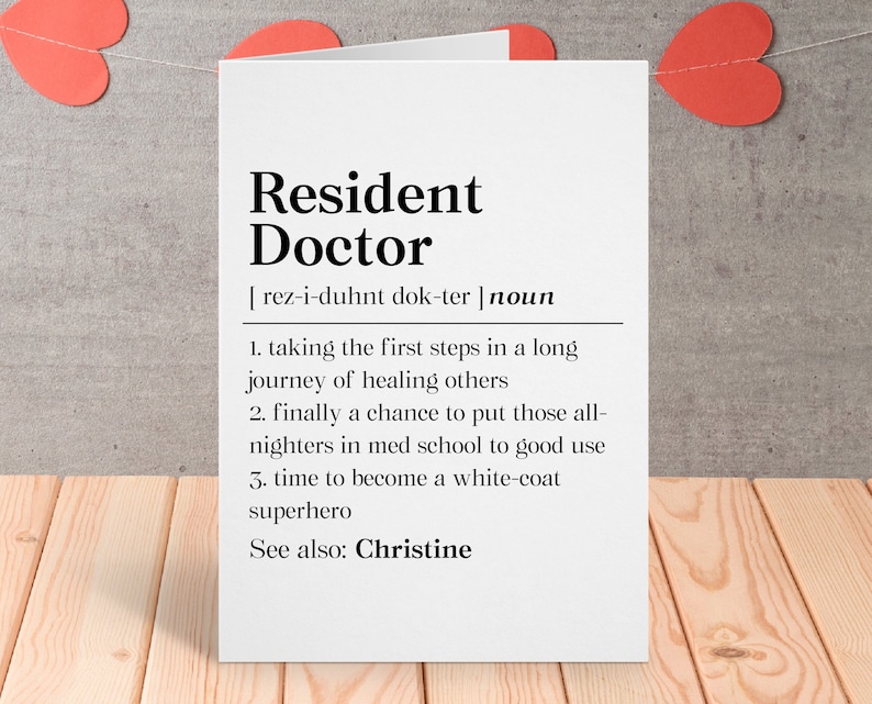 Custom Resident Doctor Definition Card, Medical School Grad Gift, Med ...