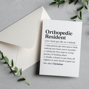 Personalized Orthopedic Resident Card, Ortho Dr Definition Gift ...