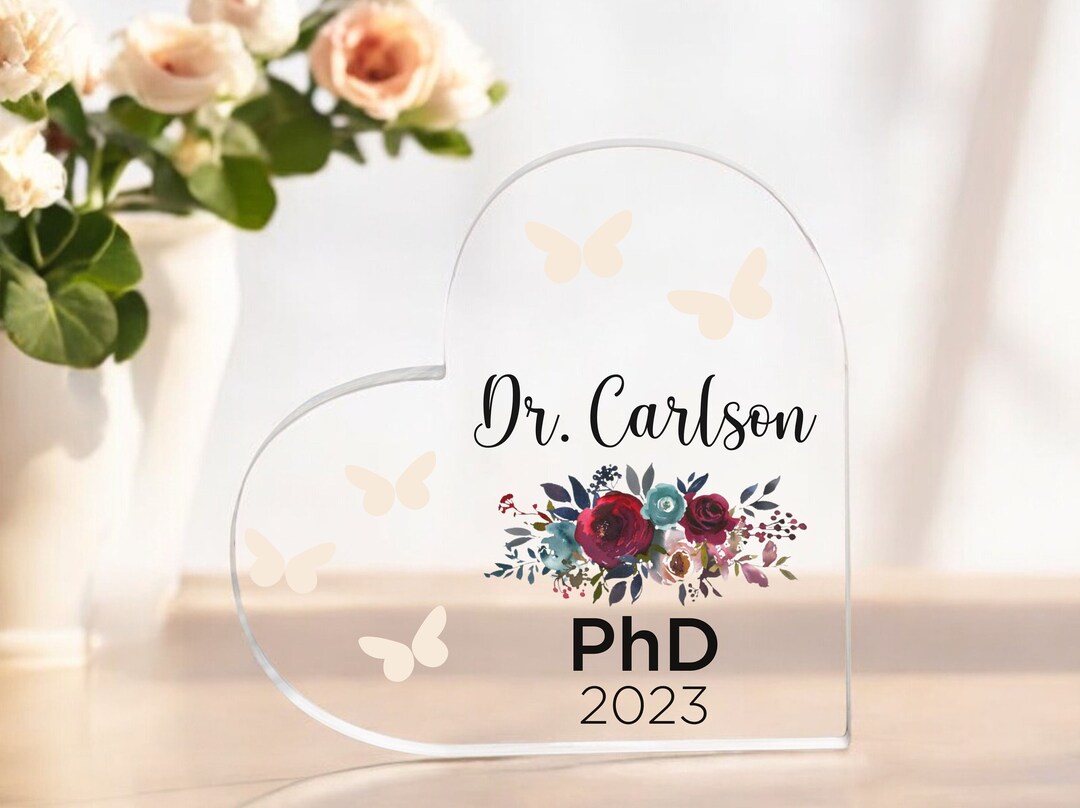 Personalized Phd Heart Acrylic Plaque, Custom Phd Graduation Gift ...