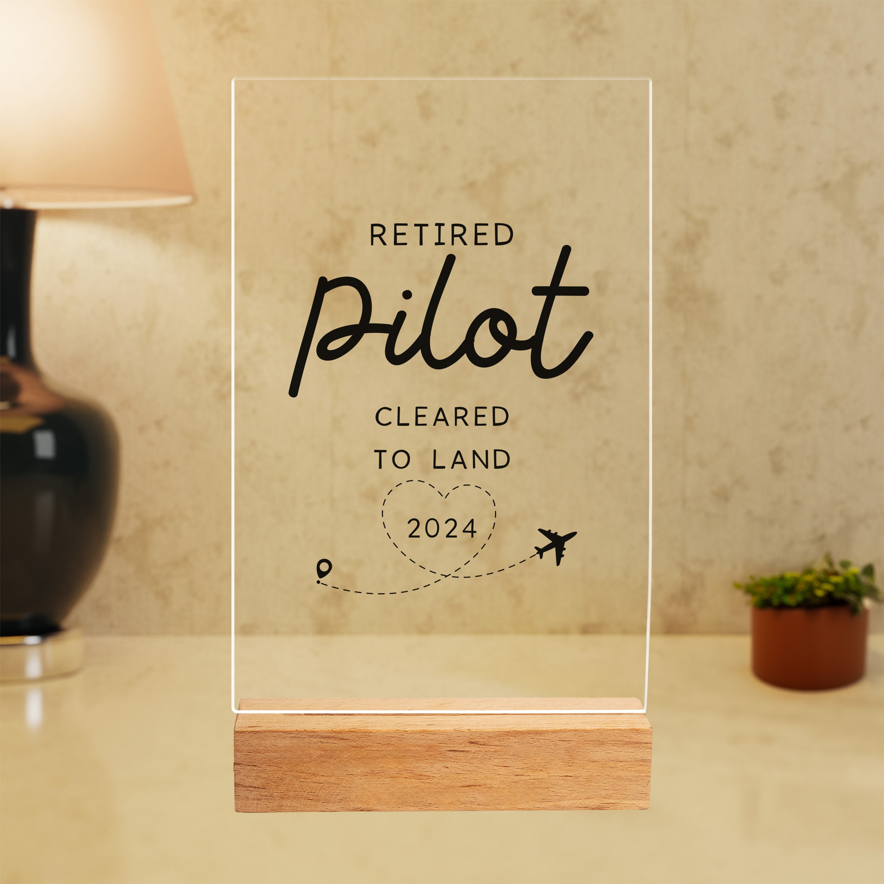 Personalized Retired Pilot Acrylic Plaque, Aviation Retirement Gift ...