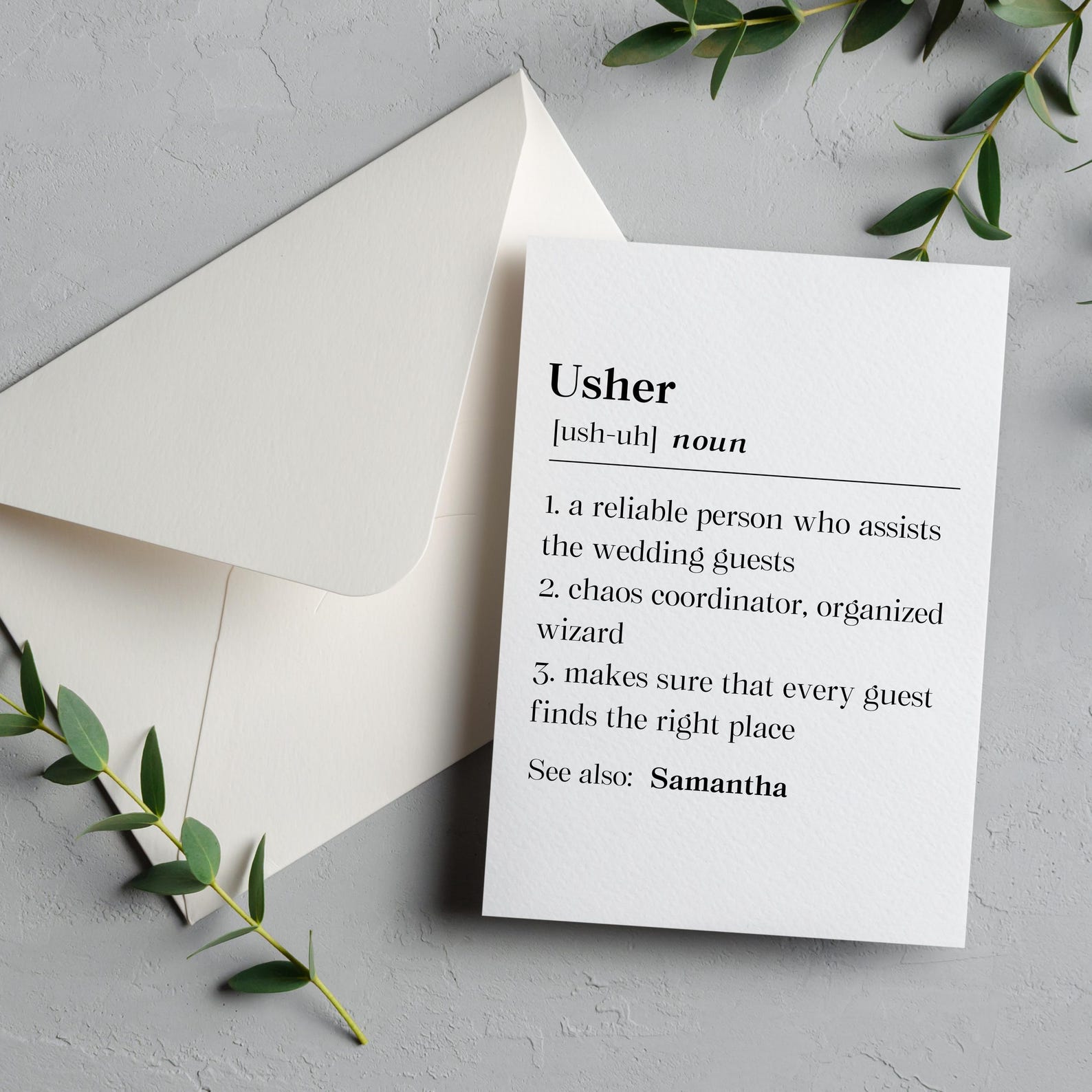 Personalized Usher Card, Usher Proposal Gift, From Bride Greeting Card ...