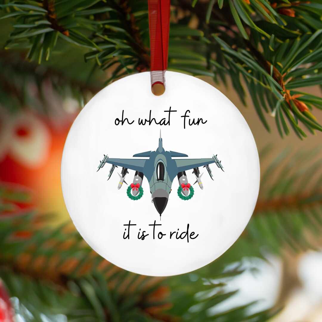 Kids Ornament, Fighter Jet Gift, Pilot Christmas Ornament, Oh What Fun ...