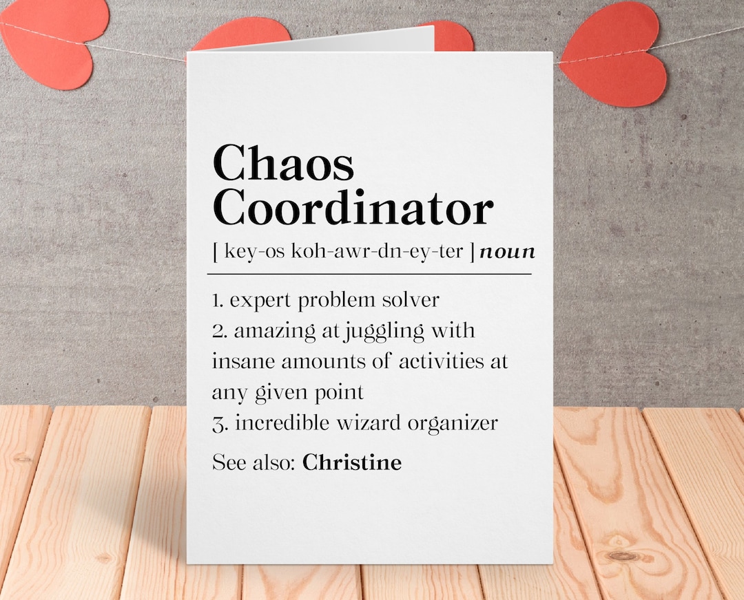 Personalized Chaos Coordinator Definition Card, Chaos Coordinator ...