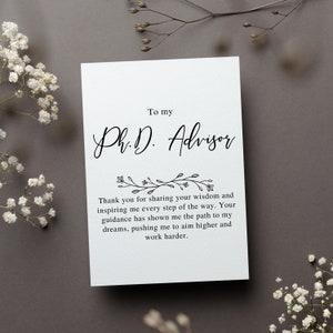 Phd Advisor Thank You Card, Thesis Advisor Gift, Doctorate Mentor ...