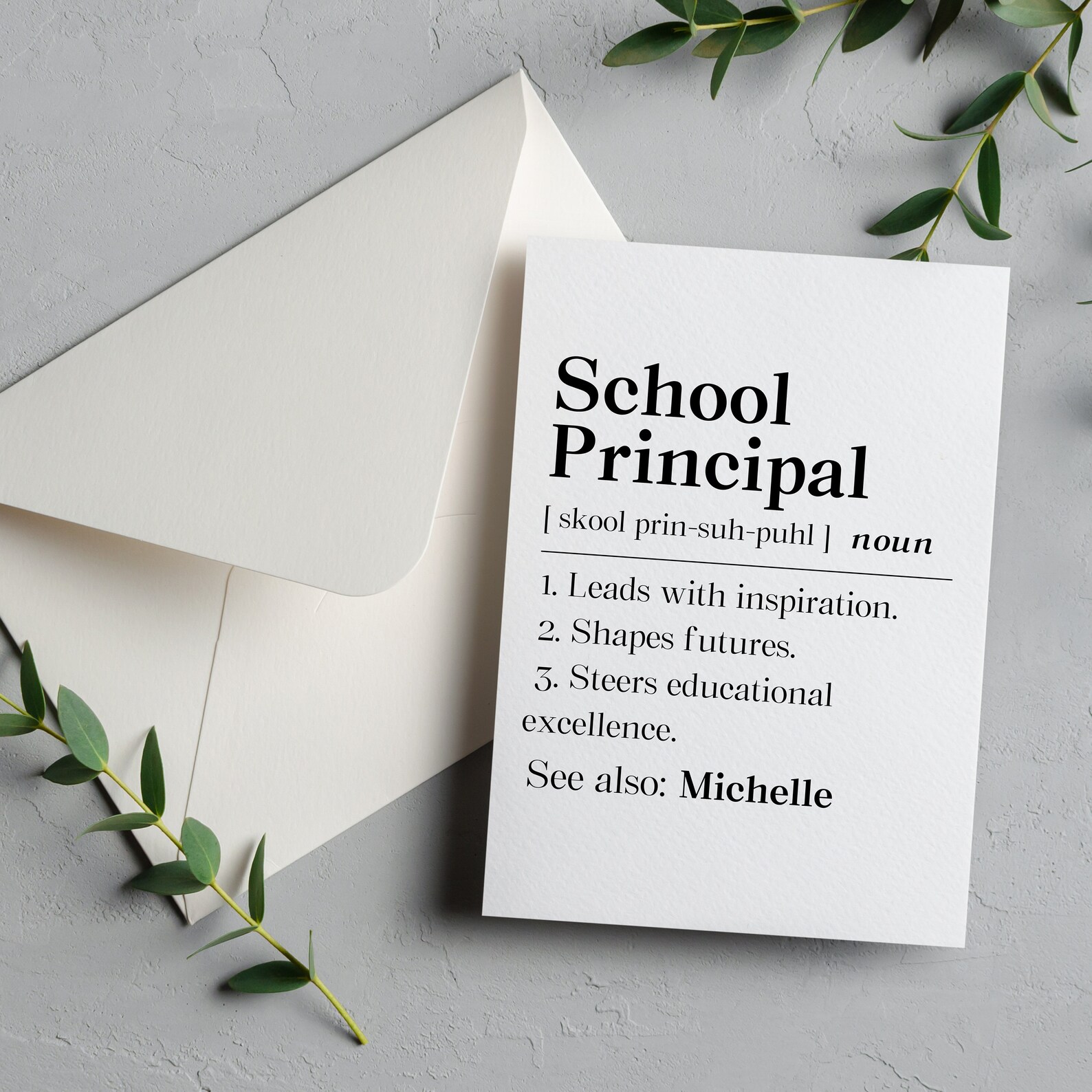 Personalized School Principal Definition Card, School Appreciation Gift ...