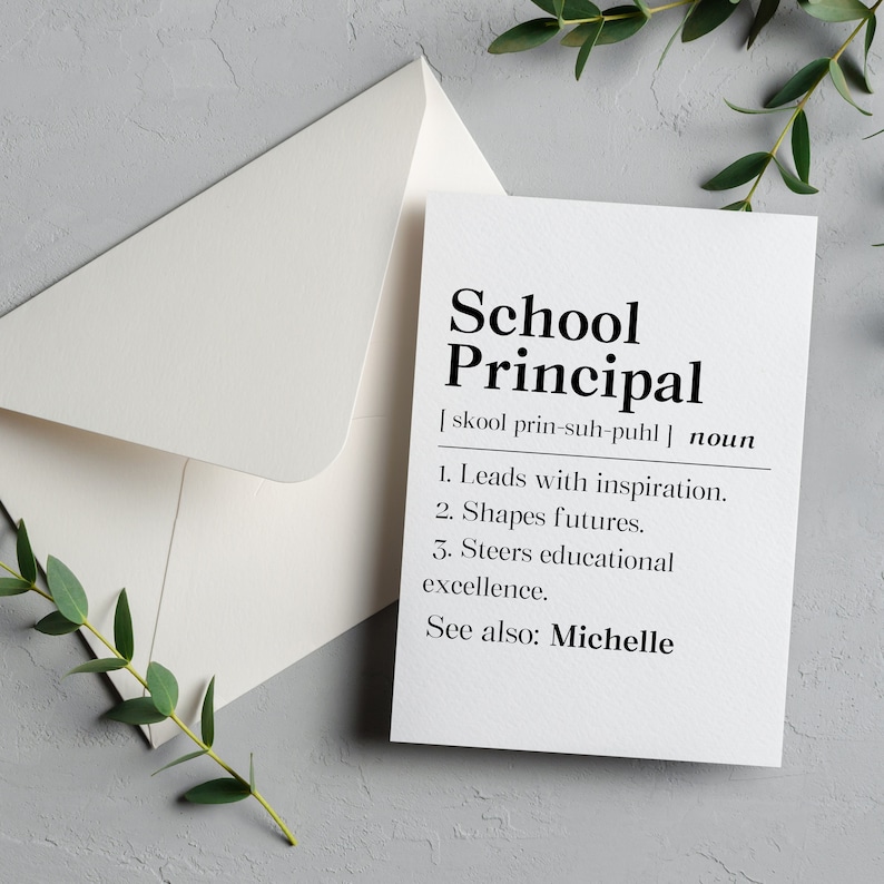Personalized School Principal Definition Card, School Appreciation Gift ...