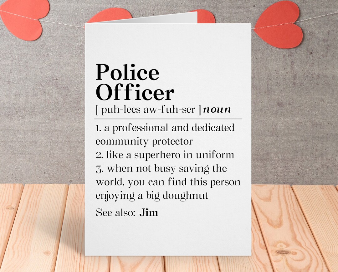 Personalized Police Officer Definition Card, Policeman Appreciation ...