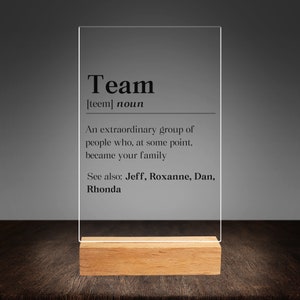 Team Definition Acrylic Plaque, Personalized Employees Gift, Small ...