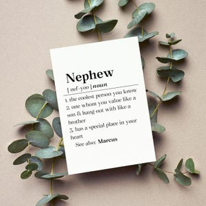 Personalized for Nephew Card, Nephew Definition Card, Best Nephew Gift ...