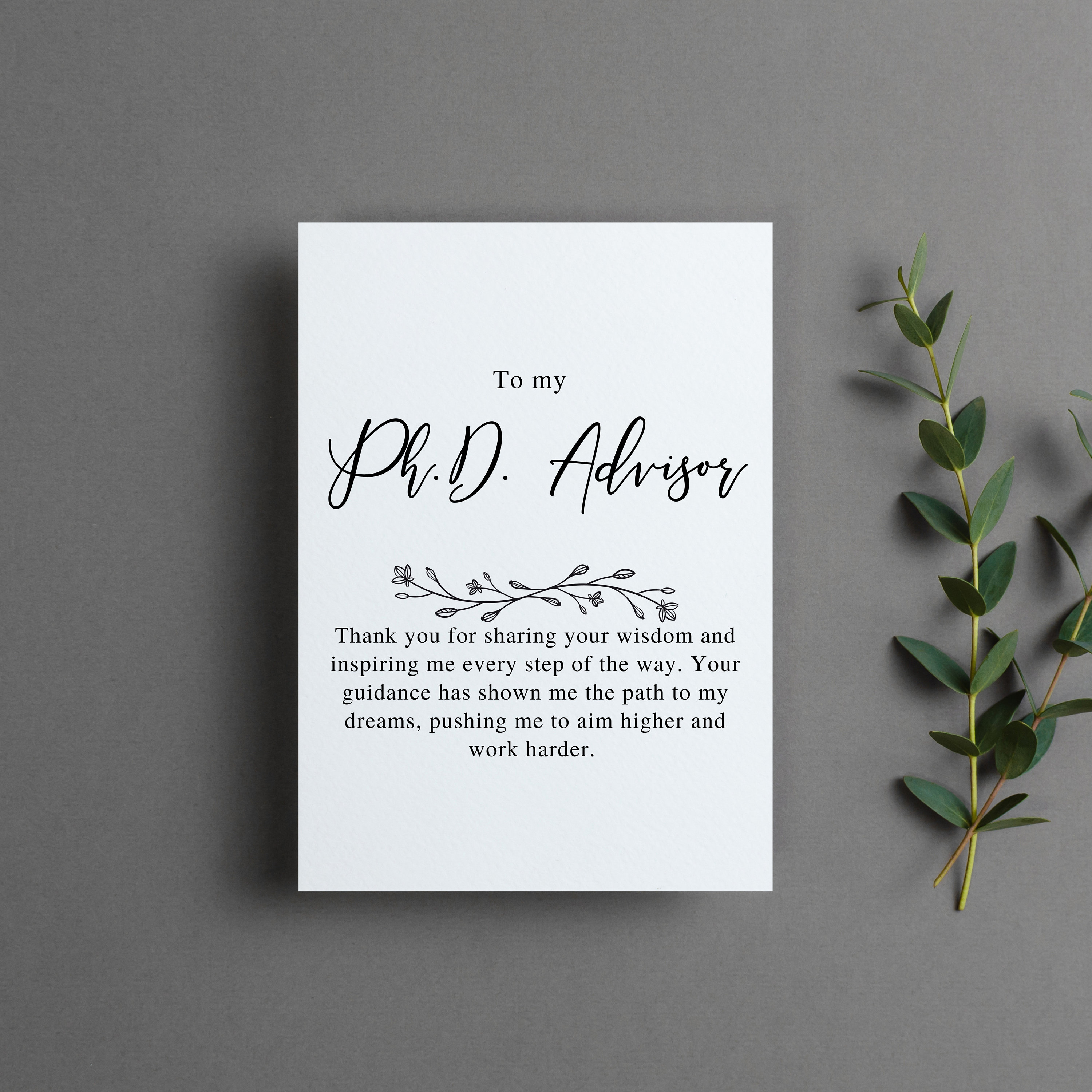 Phd Advisor Thank You Card, Thesis Advisor Gift, Doctorate Mentor ...