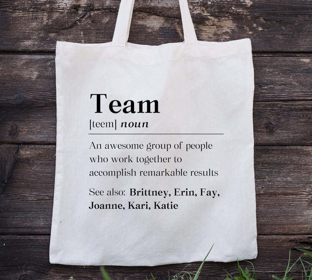 Team Definition Tote Bag, Personalized Corporate Canvas Tote, Coworker ...