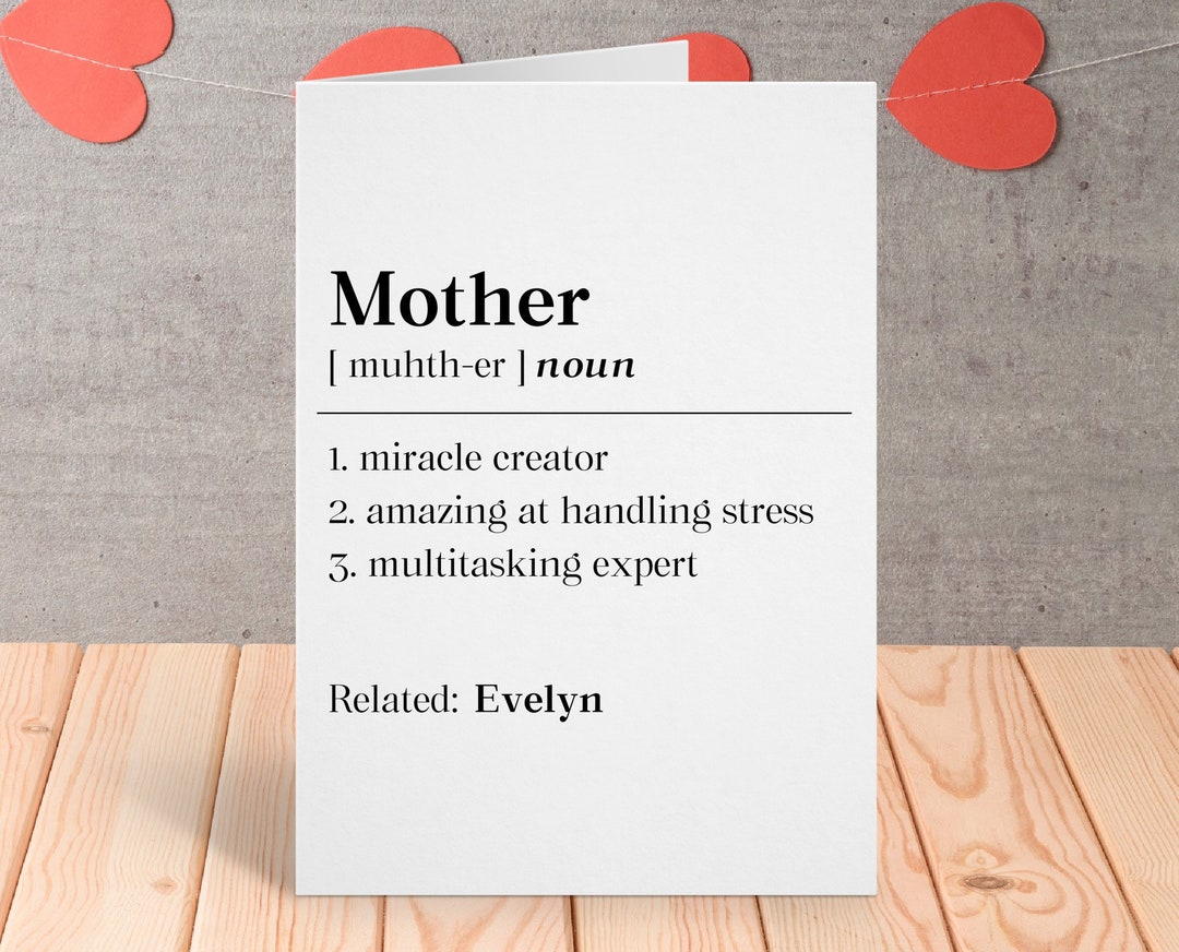 Personalized Mother Definition Card, New Mother Card, From Husband Gift ...