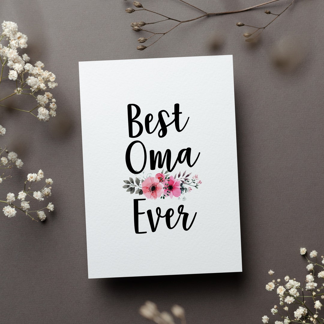 Oma Card, Best Grandma Ever Gift, Grandma Birthday Greeting Card ...