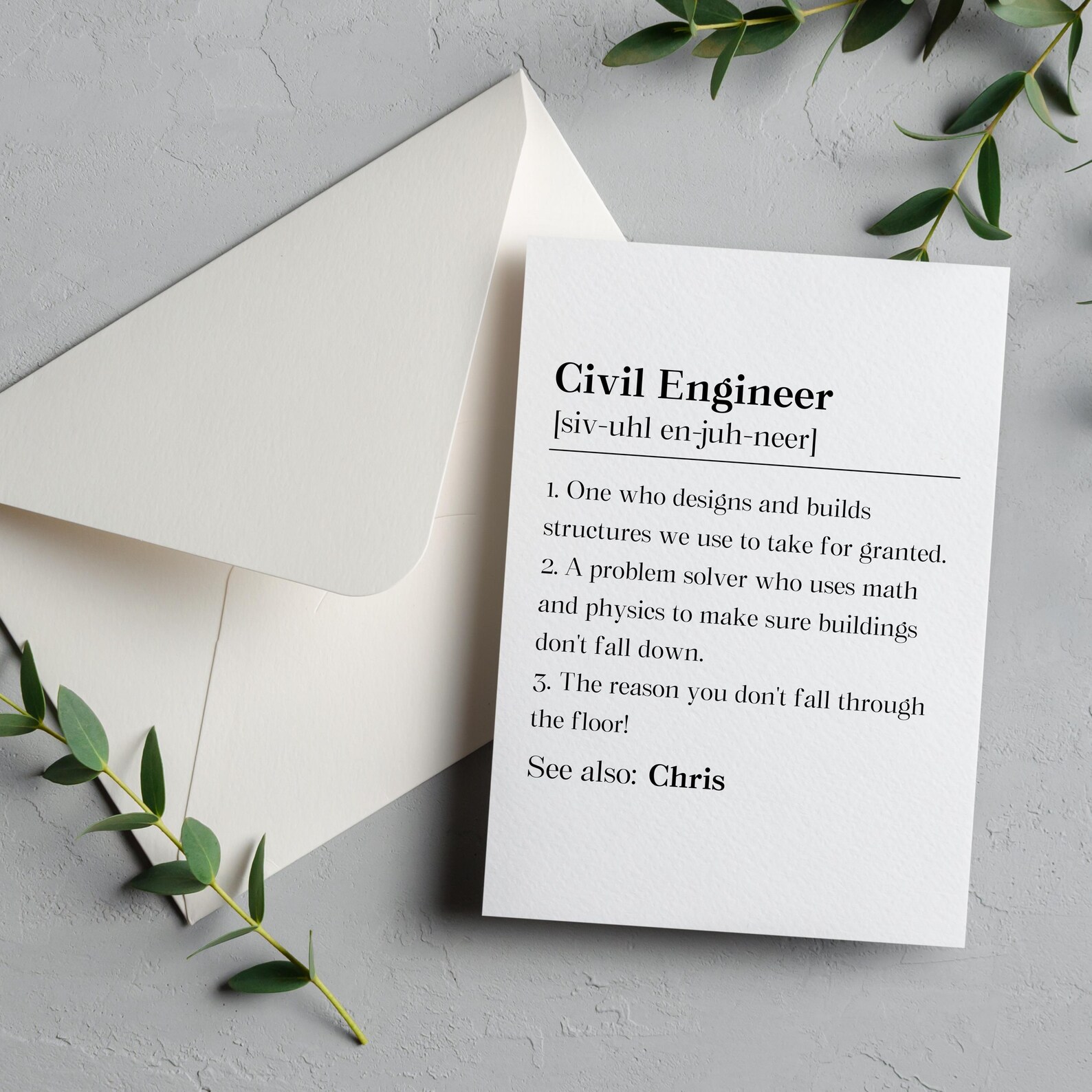 Personalized Civil Engineer Birthday Card, Custom Civil Engineering ...